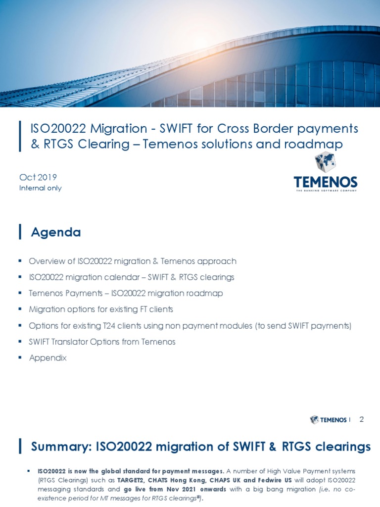 Temenos Solutions Overview -SWIFT and RTGS Clearings ISO20022 Migration V1.1.pptx | Payment ...