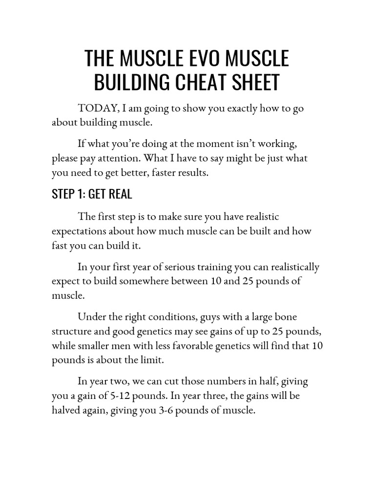 Muscle Building Cheat Sheet PDF | PDF | Strength Training ...
