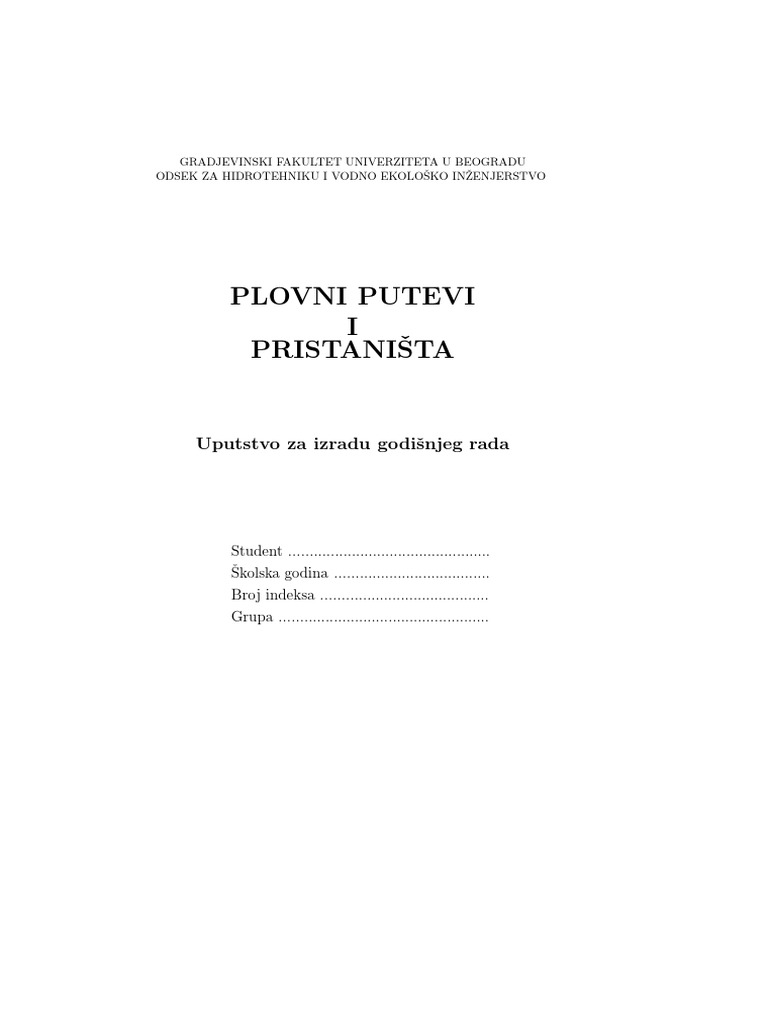 Praktikum Plovni Putevi I Pristanista | PDF
