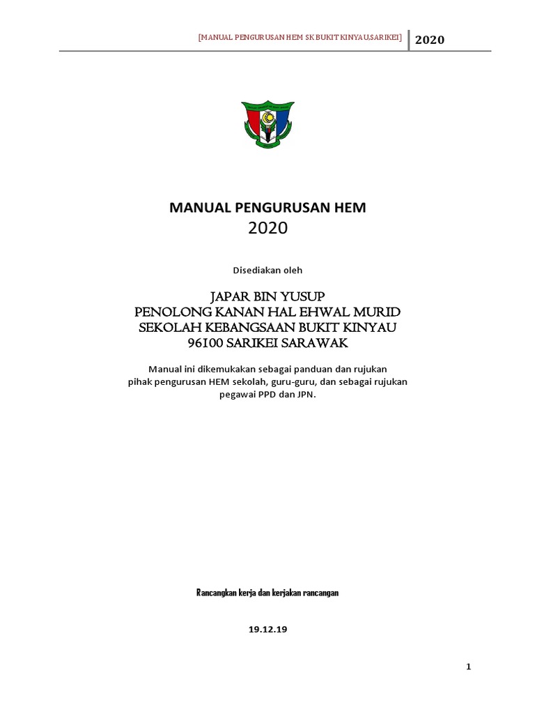Manual Pengurusan Hem SK 2020 | PDF