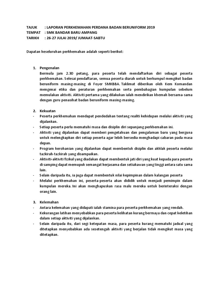 Laporan Perkhemahan | PDF