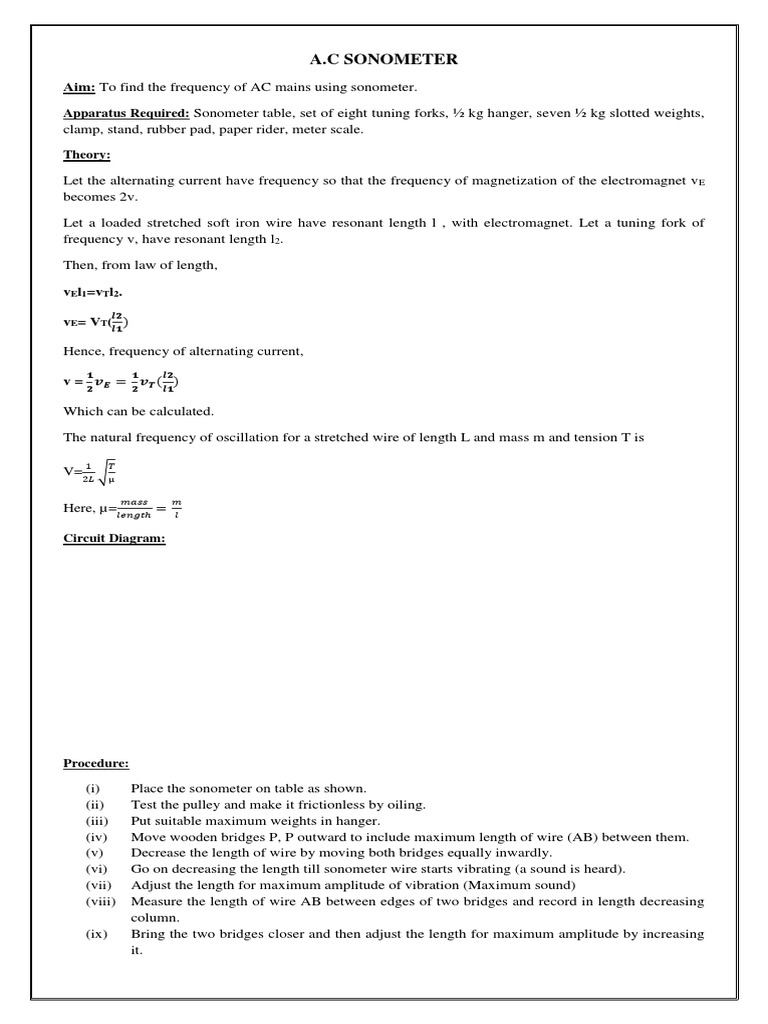 AC Sonometer | PDF | Frequency | Resonance