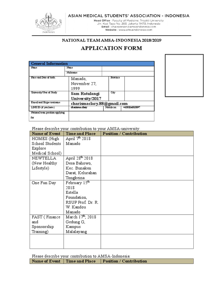 National Team Application Form | PDF | Behavior Modification | Psychology