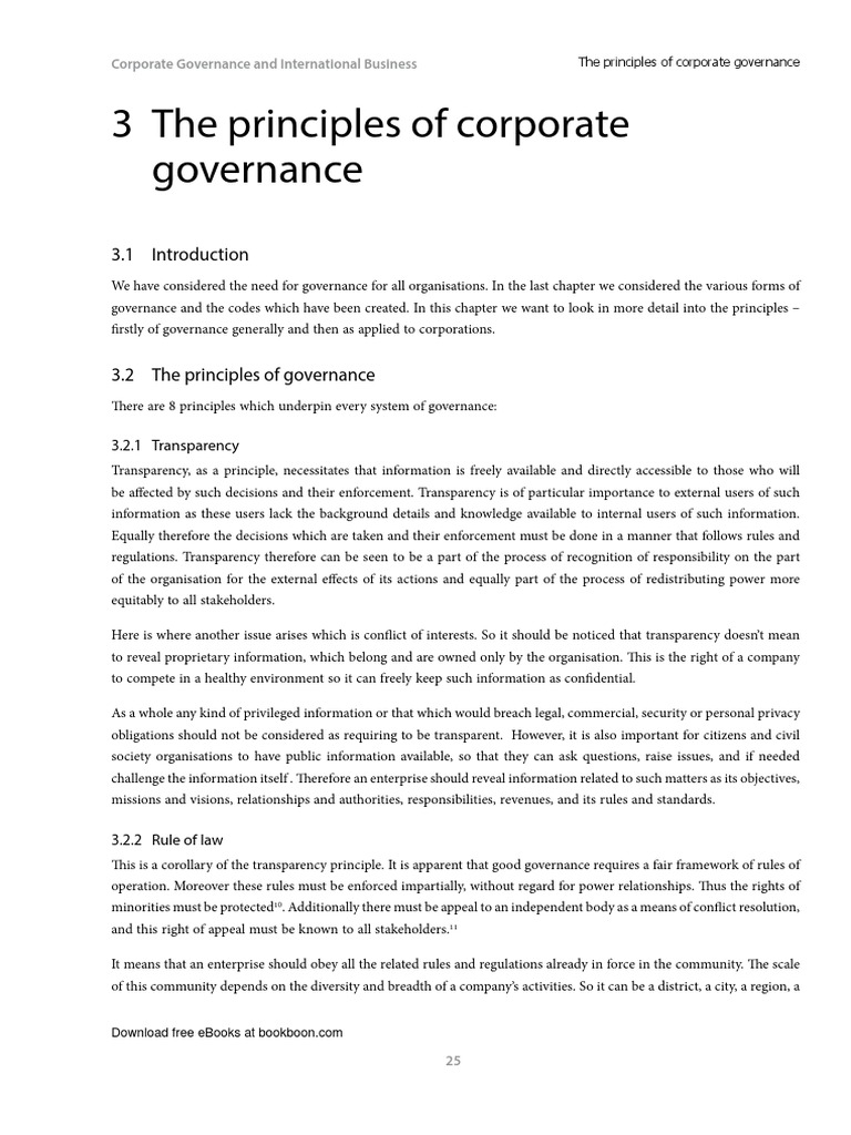 Chapter 3 - The Principles of Corporate Governance | PDF | Corporate ...