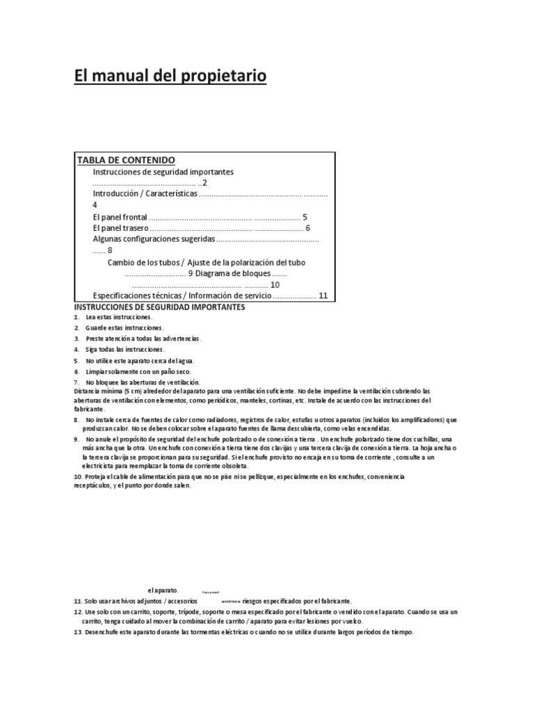 El Manual Del Propietario SVT | PDF | Diodo emisor de luz | Altoparlante