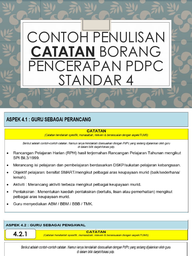 Contoh Catatan S4 PDPC | PDF