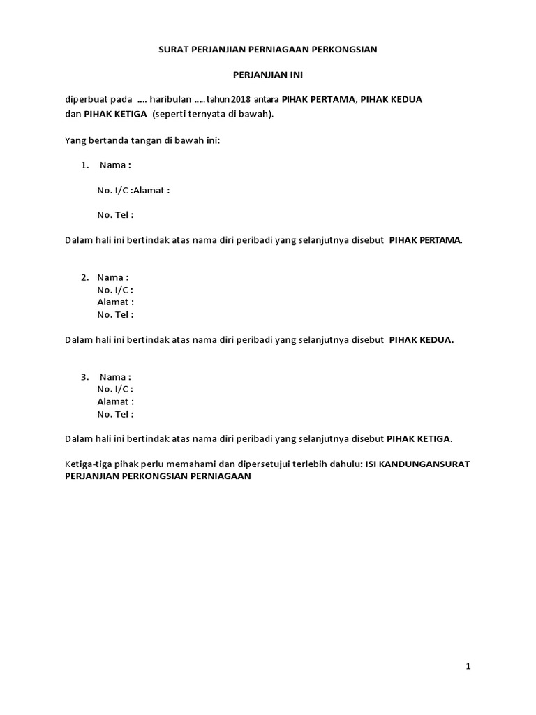 Surat Ikatan Janji Perkongsian | PDF