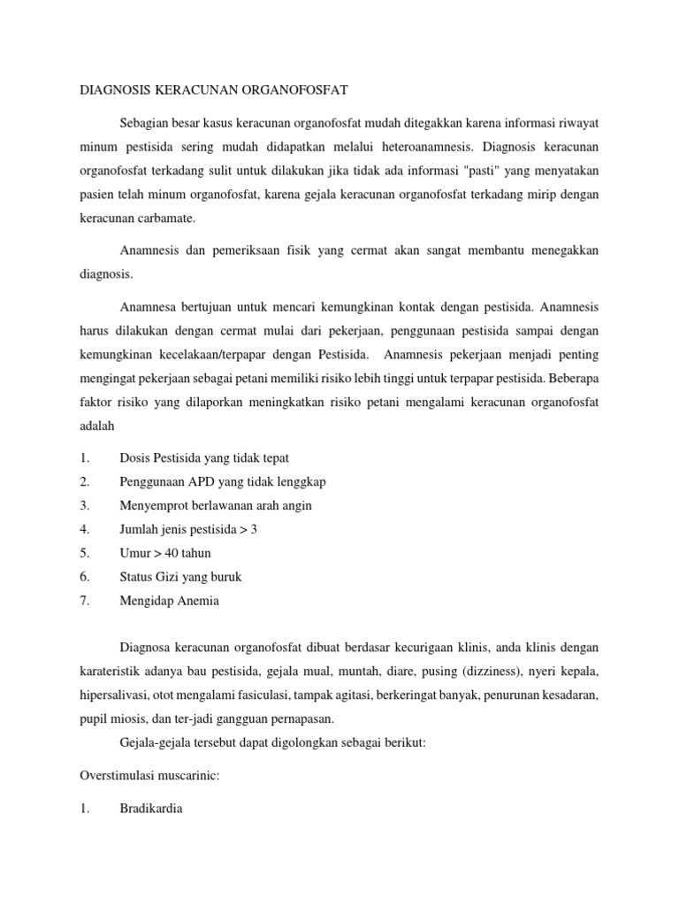 Diagnosis Keracunan Organofosfat | PDF