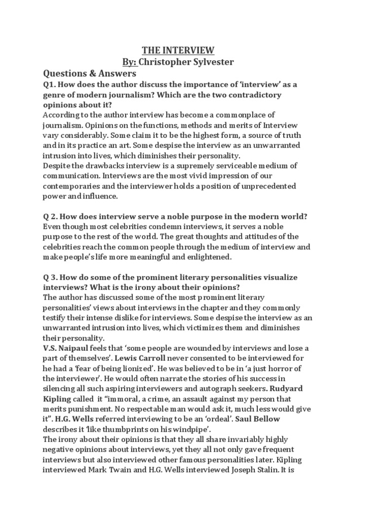 The Interview | PDF | Novels | Semiotics