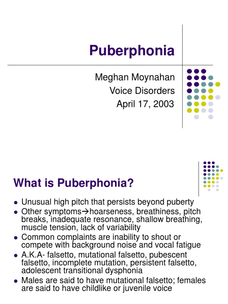 Puberphonia | PDF | Human Voice | Diseases And Disorders