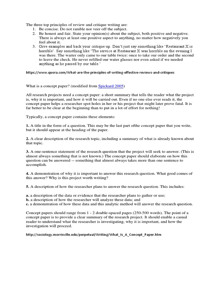 The Three Top Principles of Review and Critique Writing | PDF ...