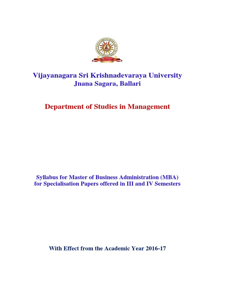 MBA - Syllabus For Specialisation Courses | PDF | Mergers And ...