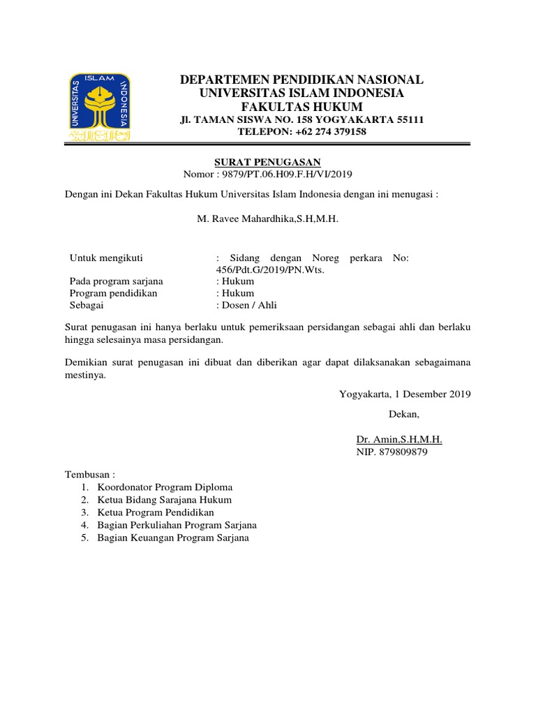 Contoh Surat Penugasan | PDF