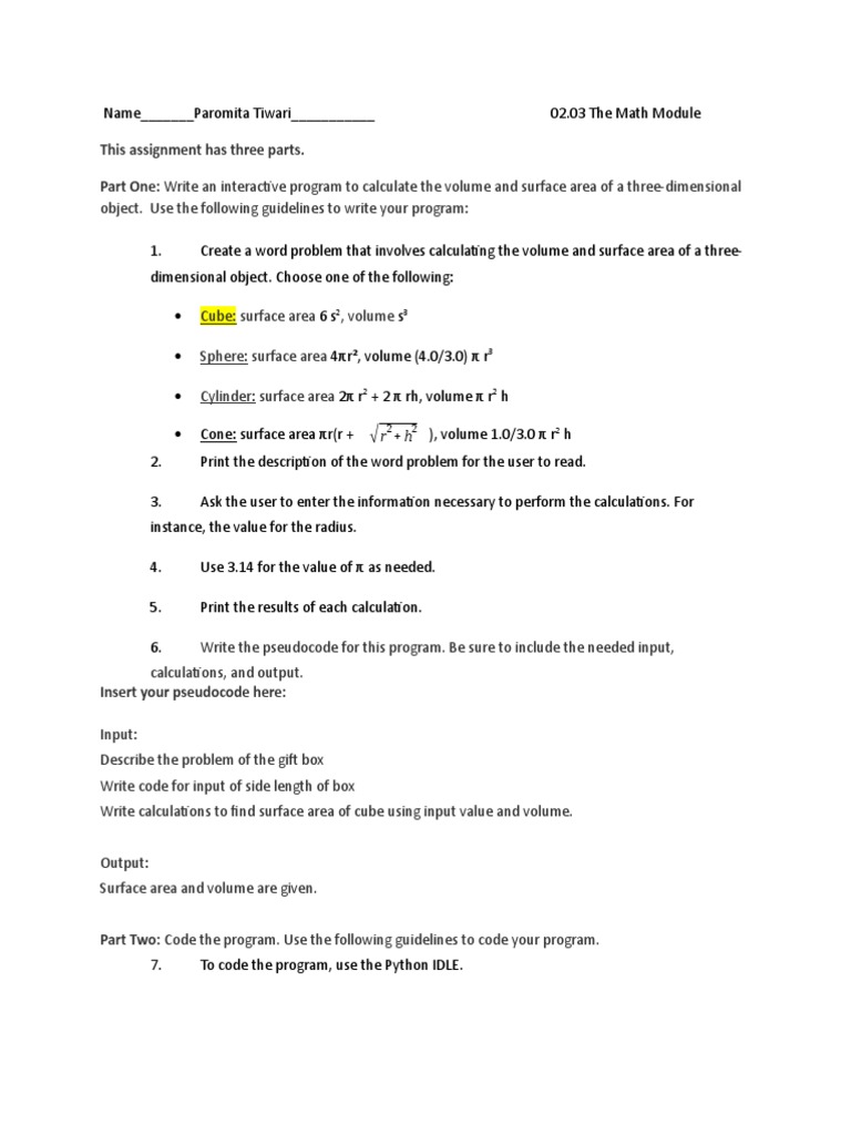 Math Module | PDF | Volume | Surface Area