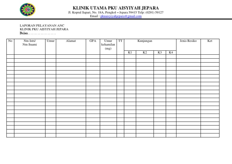 Form LAPORAN PELAYANAN ANC | PDF