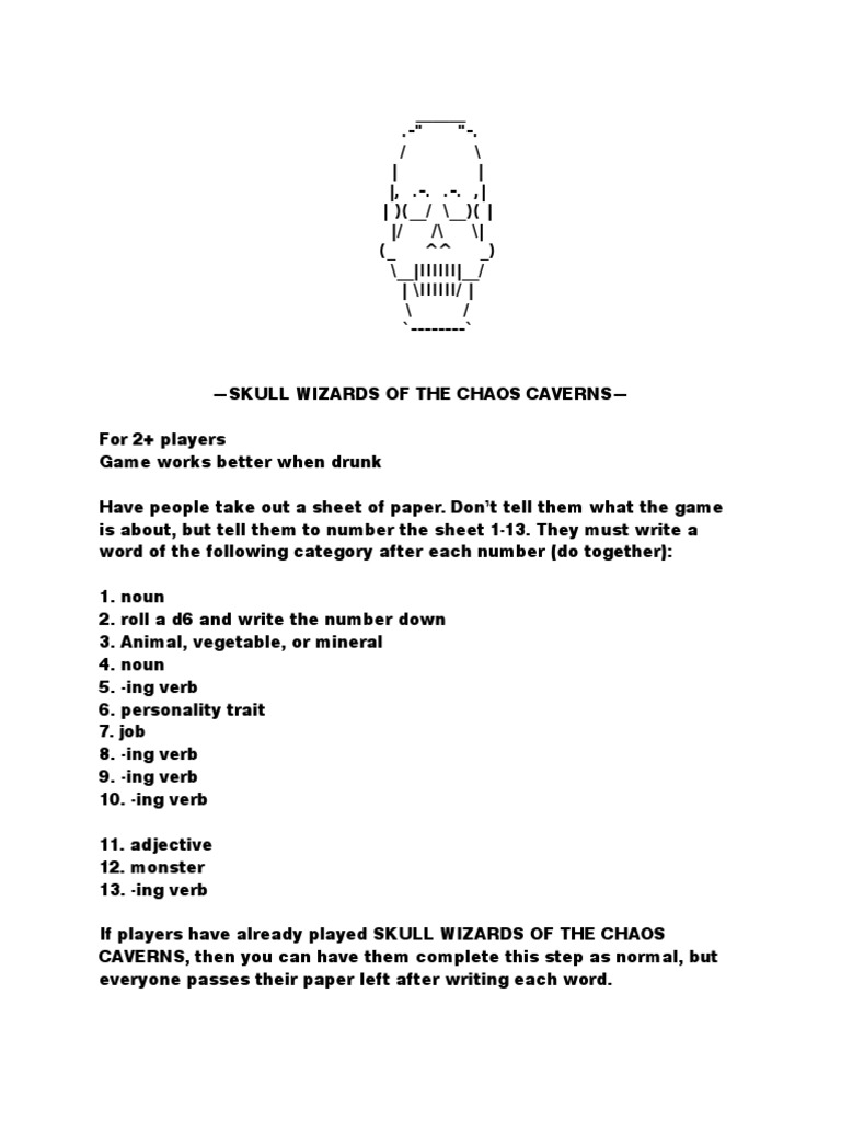 Skull Wizards Game Guide | PDF | Verb | Role Playing Games