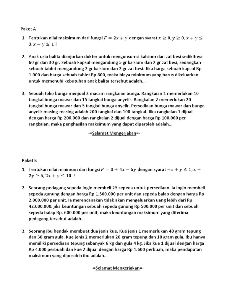 Soal Optimasi Linear | PDF