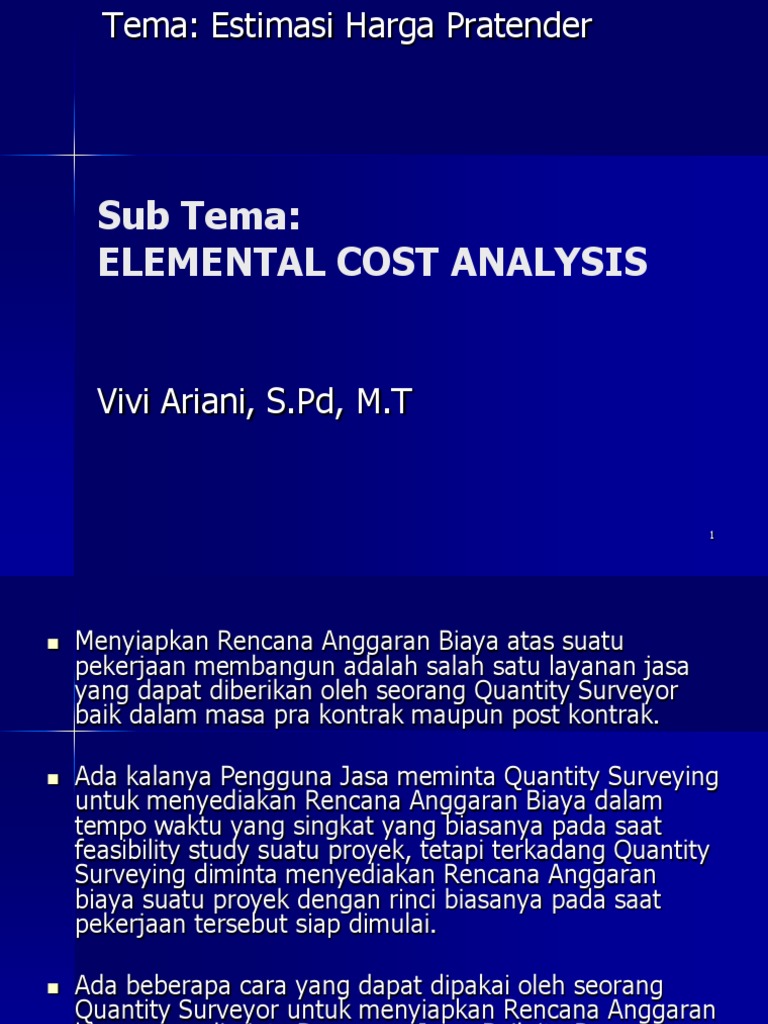 ECA (Elemental Cost Analysis) | PDF