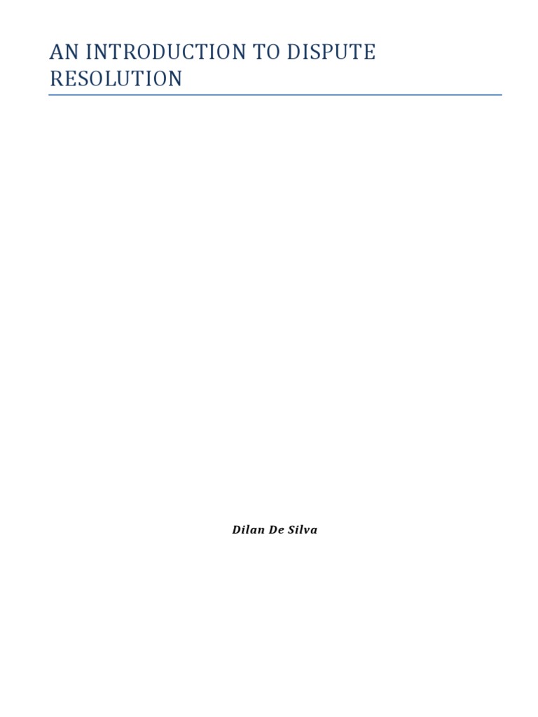 An Introduction To Dispute Resolution | PDF | Alternative Dispute Resolution | Arbitration