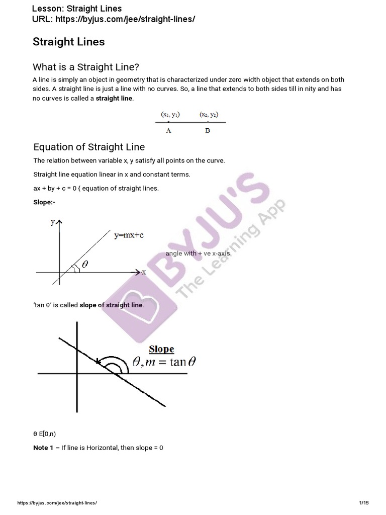 Geometry of Straight Lines Explained | PDF | Line (Geometry) | Angle