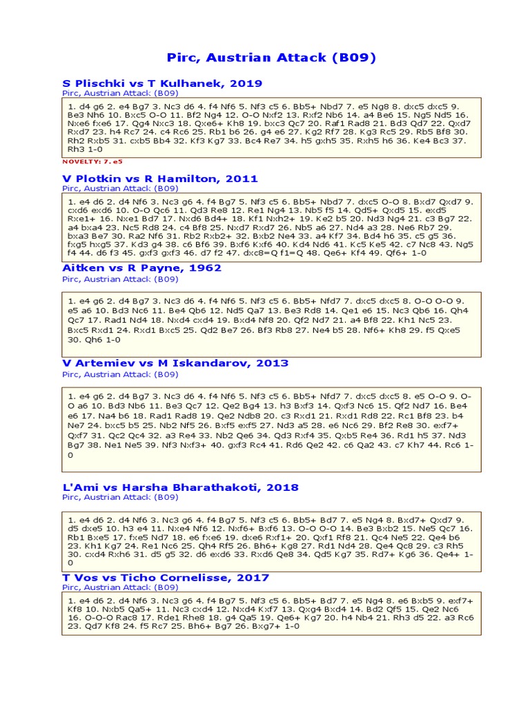 Pirc Austrian Attack | PDF | Chess | Chess Theory
