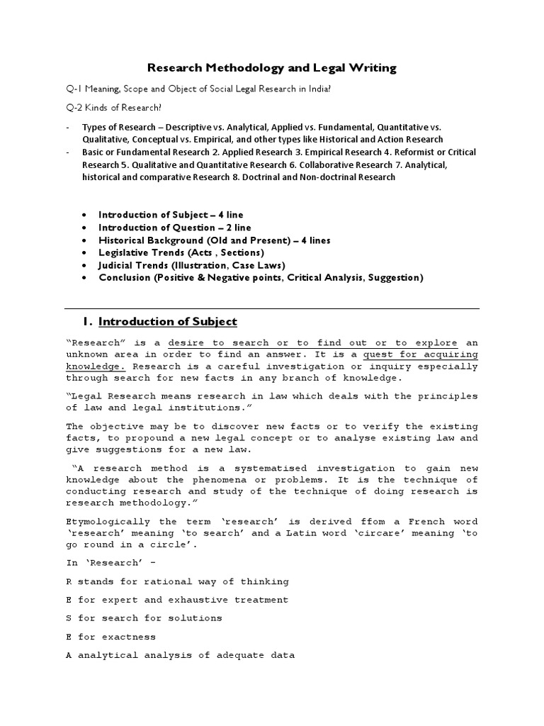 Research Methodology and Legal Writing | PDF | Scientific Method ...