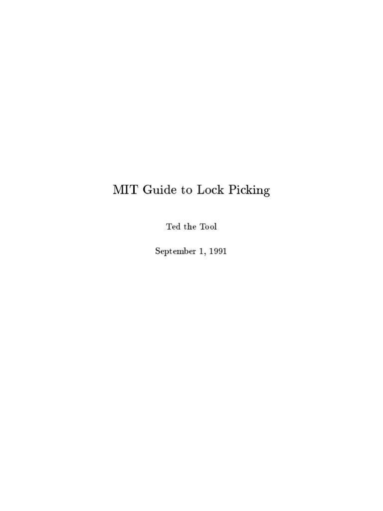 MIT Lockpicking Guide | PDF | Lock (Security Device) | Force