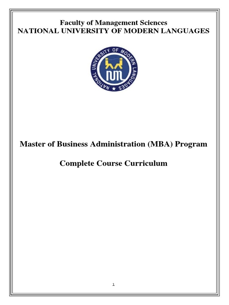 MBA Course Outline Booklet | PDF | Master Of Business Administration ...