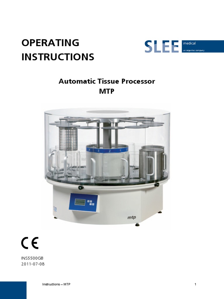 MTP Automatic Tissue Processor Manual | PDF | Mains Electricity | Histology