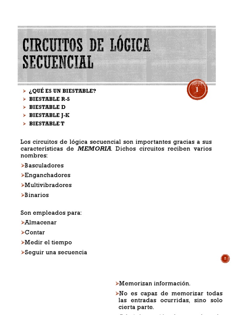 Tipos de Biestables en Circuitos Secuenciales | PDF | Diseño ...
