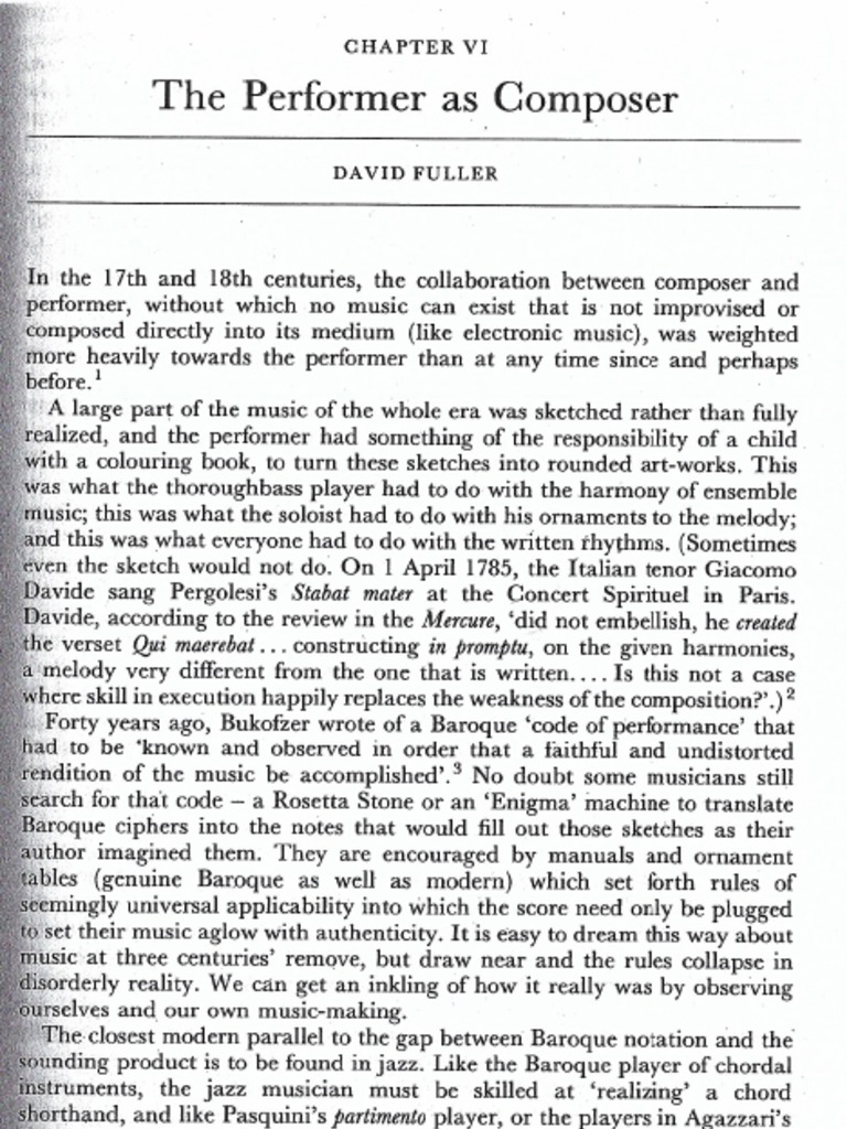 David Fuller - The Performer As Composer | PDF