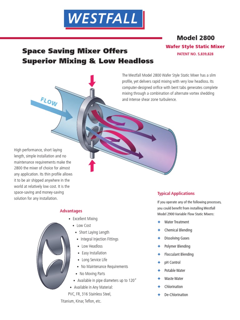 Westfall 2800 Static Mixer PDF | PDF | Water Purification | Pipe (Fluid ...