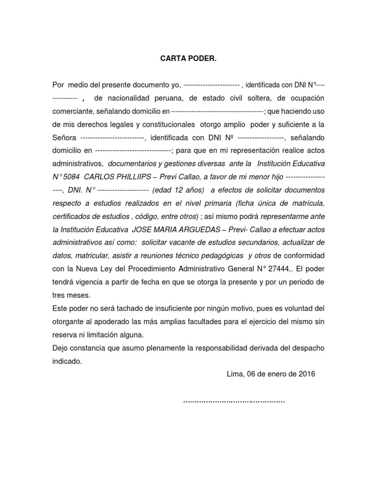 Carta Poder Representacion | PDF