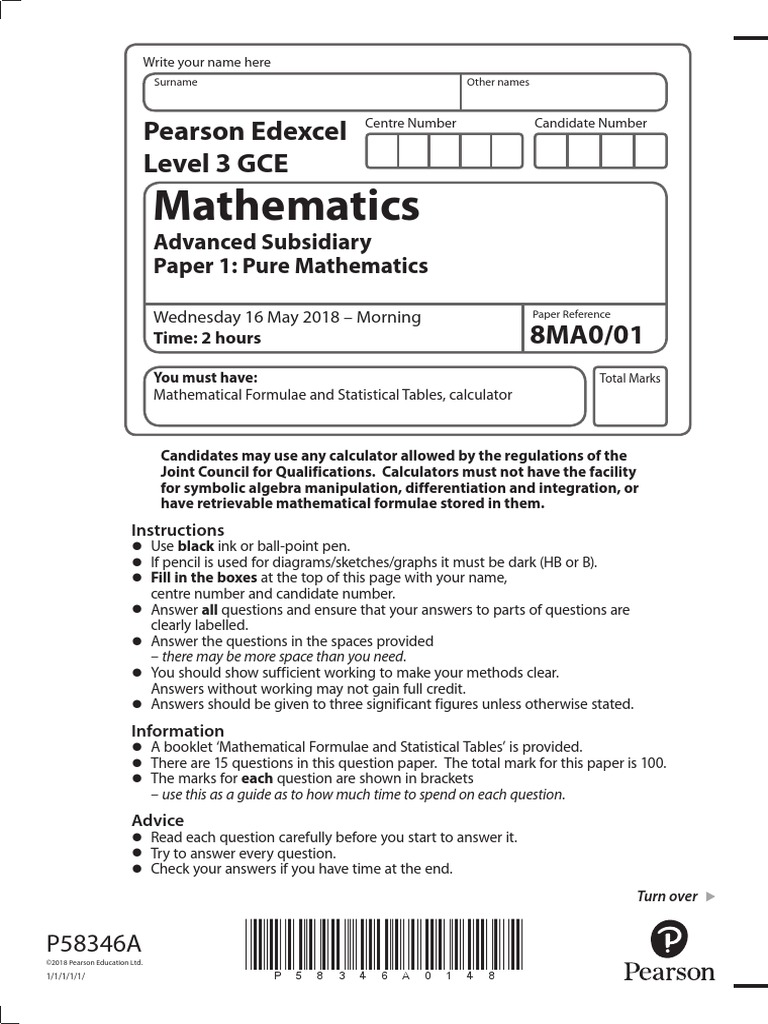 8MA0 - 01 Pure Mathematics | PDF | Teaching Mathematics | Mathematical ...