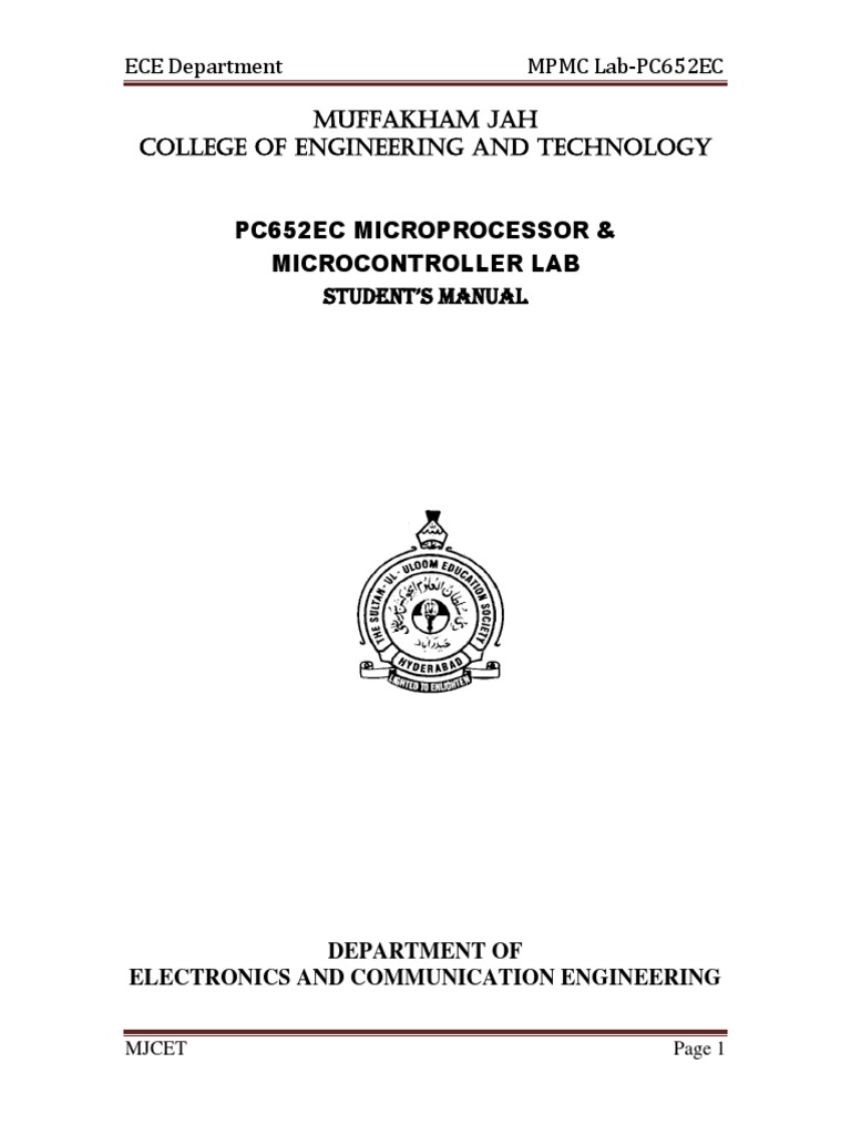 MicroProcessor MicroController LAB MANUAL MPMC Lab Manual | PDF | Pointer (Computer Programming ...