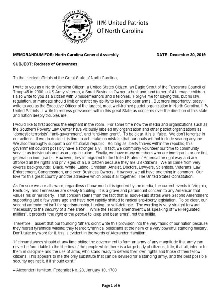 Redress of Grievances | PDF | Second Amendment To The United States ...