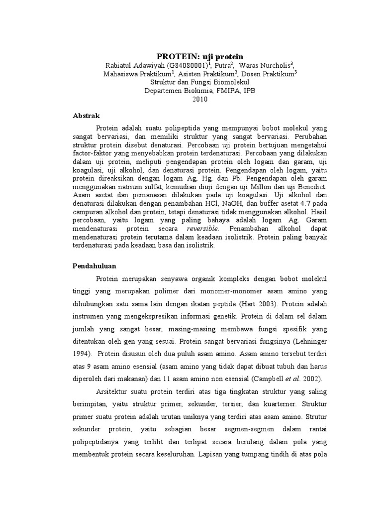 PROTEIN Uji Protein | PDF