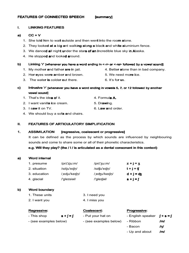 Connected Speech Activity | PDF | Consonant | Phonology