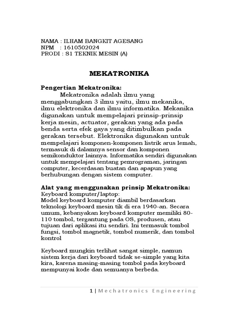 Summary Paper Mekatronika | PDF
