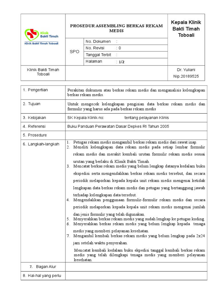 Prosedur Assembling Rekam Medis | PDF