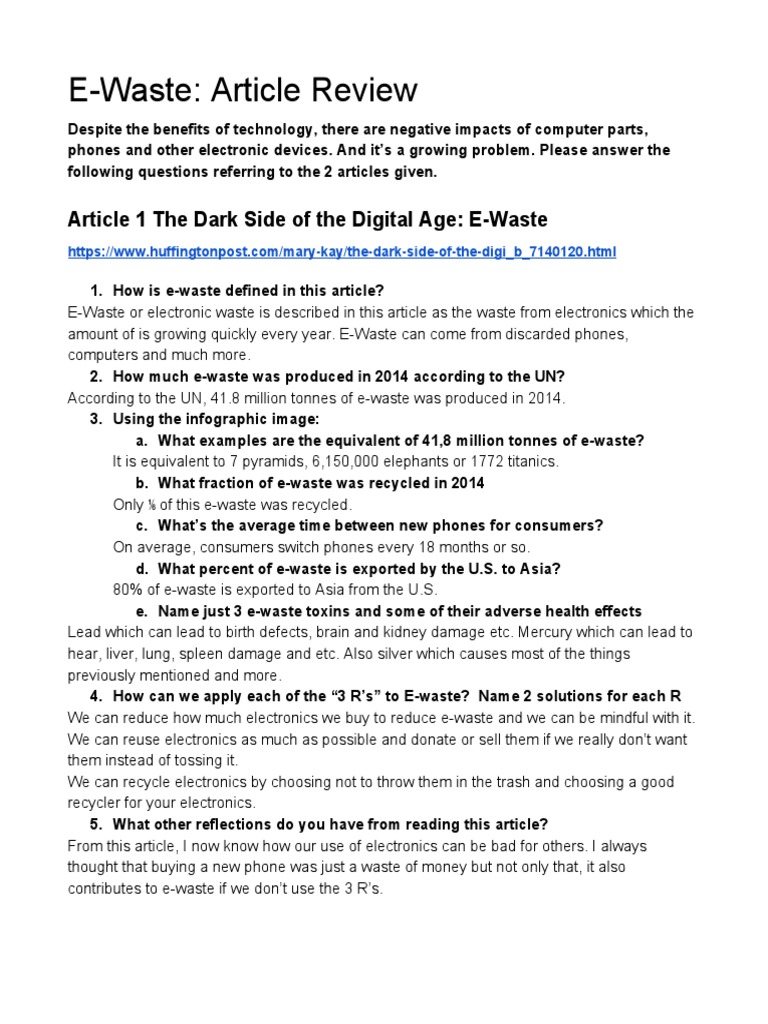 Ewaste Article Review | PDF | Recycling | Waste
