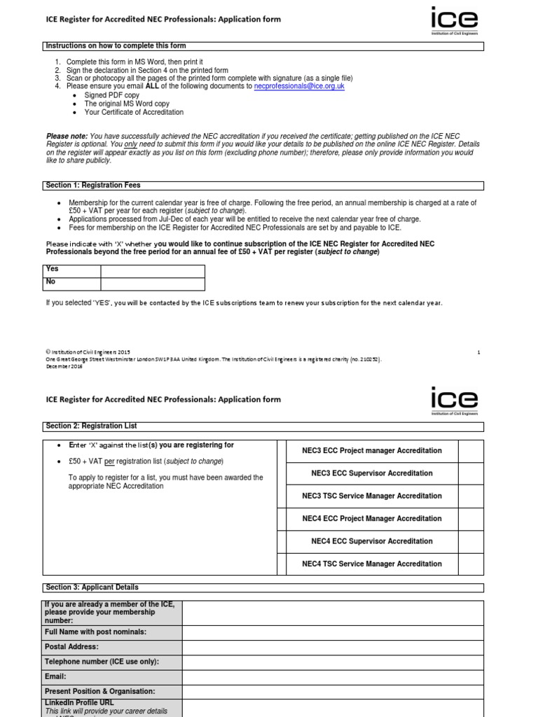 ICE NEC Register Application Form - 2019 | PDF | Information Privacy ...