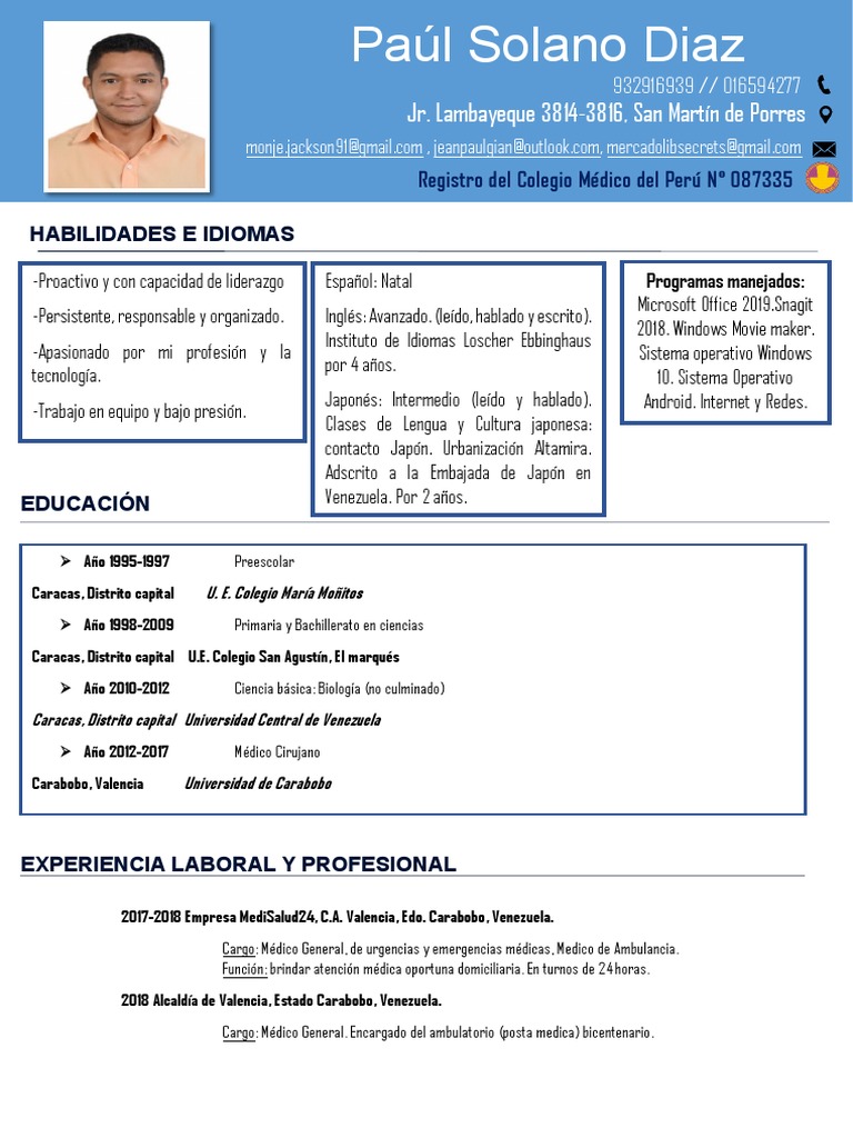 Perfil Profesional de Paúl Solano | PDF | Medicina | Venezuela