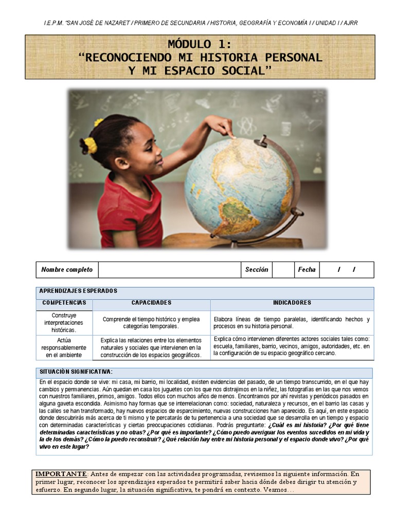 Hge1-u1-Sesion 01 Modulo I1 | PDF | Geografía | Hora