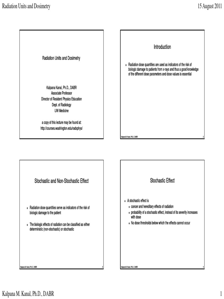 Radiation Dosimetry Intro Lecture - Handout-110815 | PDF | Absorbed ...
