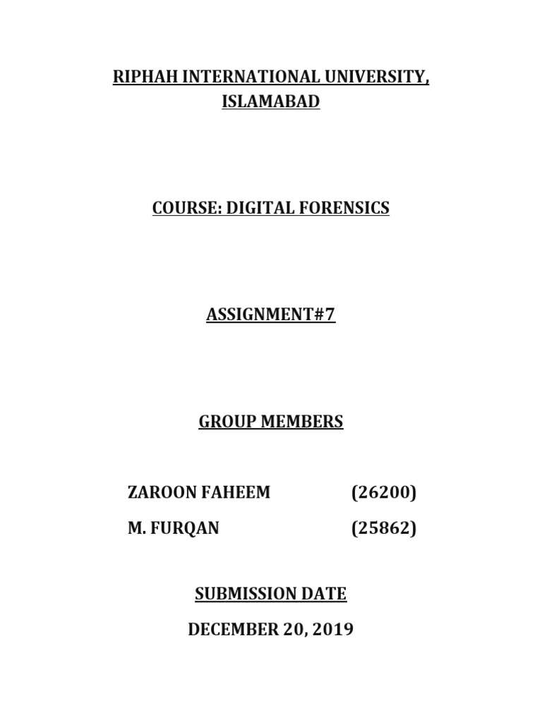 Digital Forensics - Assignment#7 (CMS#26200) | PDF | Cyberspace | Computer Security