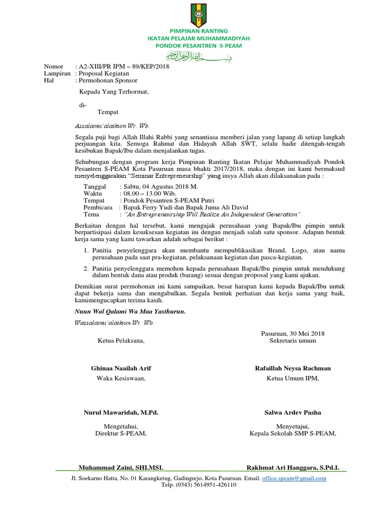 Ipm Surat Undangan Sponsor | PDF | Karier & Perkembangan