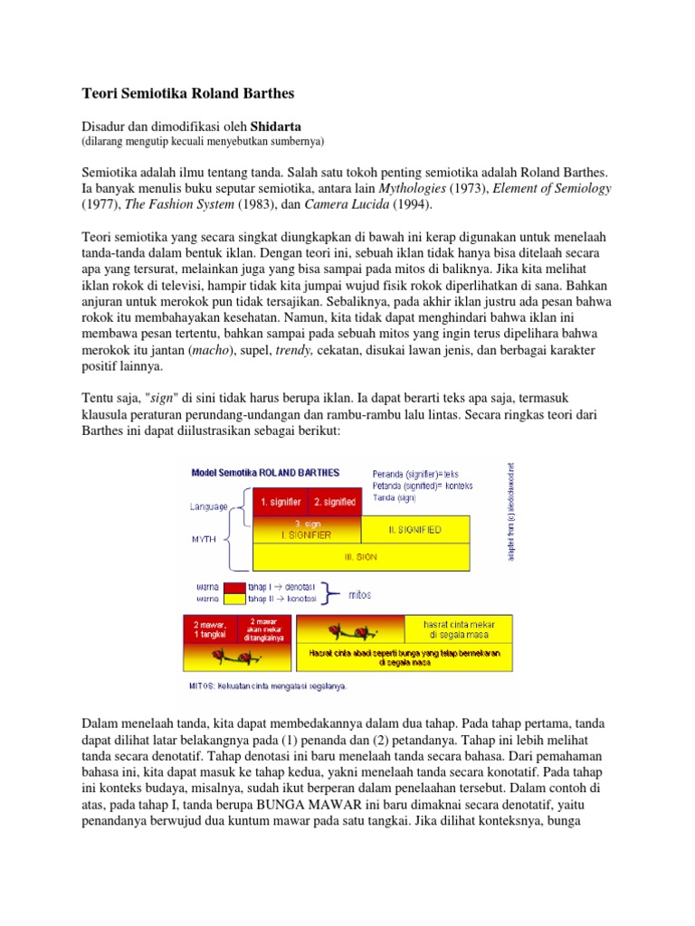 Teori Semiotika Roland Barthes | PDF