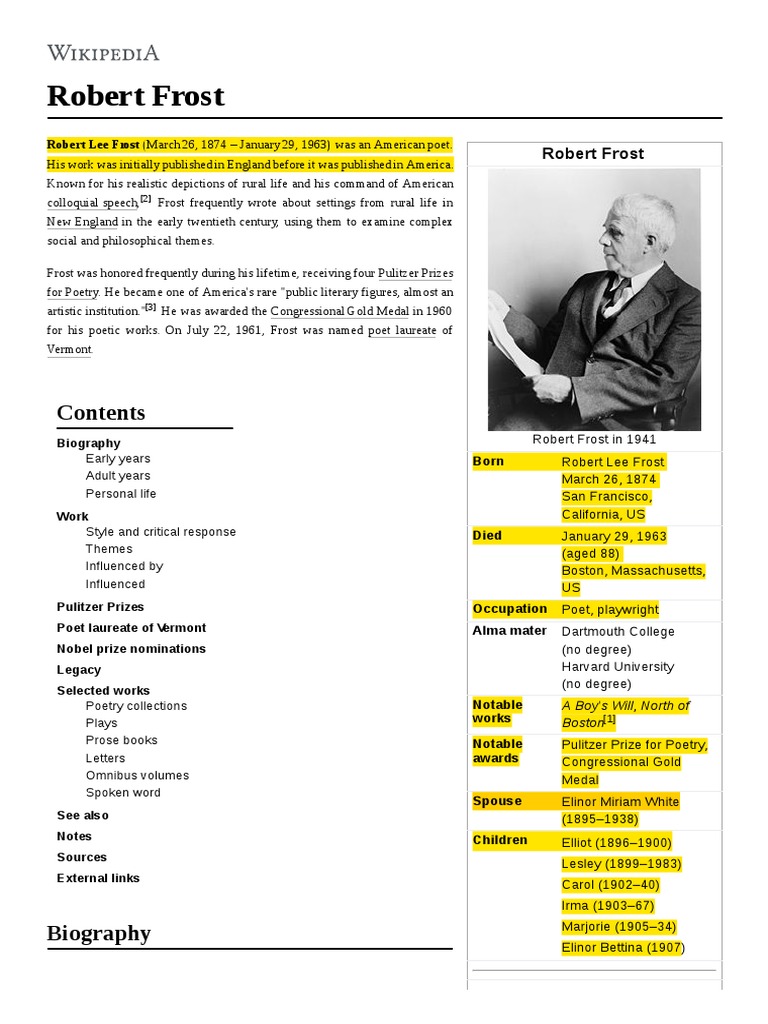 Robert Frost Pdf Pdf Poetry