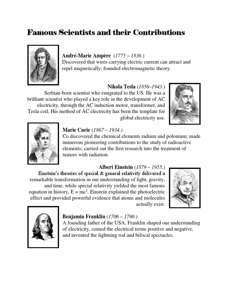 Famous Scientists and Their Contributions | PDF
